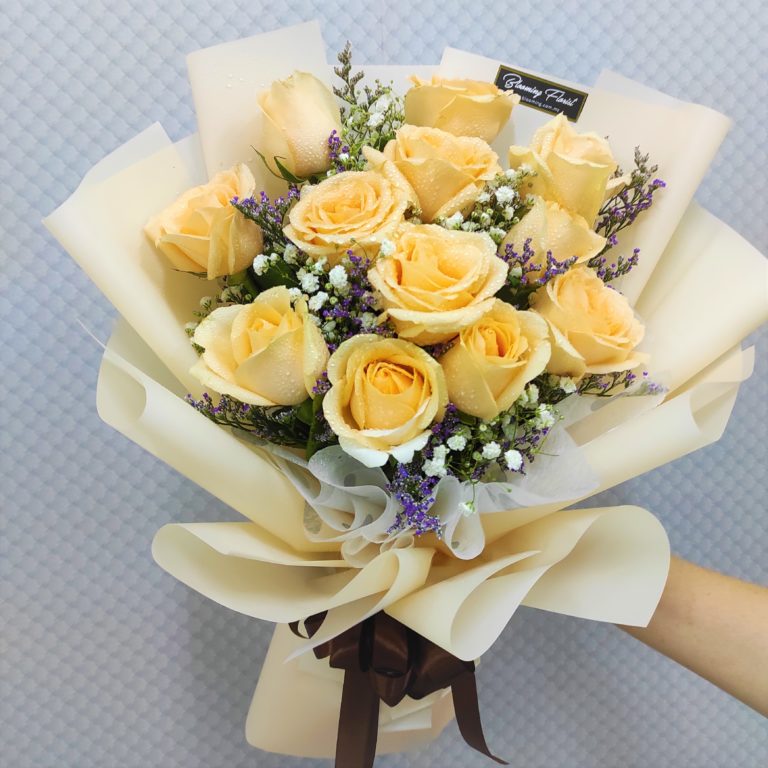 Champagne roses are symbolic of warm love and appreciative care.