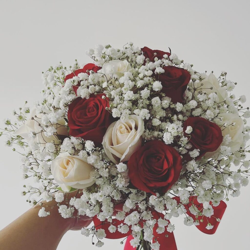 Simply Red and white Roses Bridal Bouquet - Blooming Florist