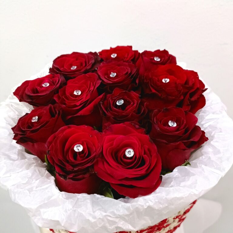 Red rose in chanel style design bouquet - Blooming Florist